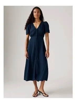 Levi's | Dresses | Levis Navy Vneck Button Midi Dress | Poshmark